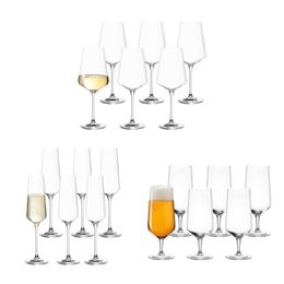 Gl&auml;ser-Set Leonardo "Wein Bier Sekt Gl&auml;serset Puccini 18er Set transparent", bunt (transparent), B:2cm H:2cm, Glas, Trinkgef&auml;&szlig;e, Ideal f&uuml;r den Alltag, sp&uuml;lmaschinengeeignet