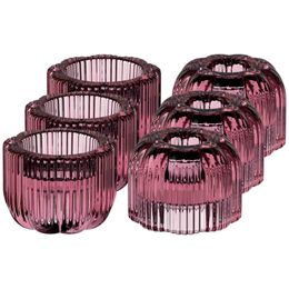 Villeroy & Boch Kerzenhalter VILLEROY & BOCH "2in1-Kerzenst&auml;nder Fleur &oslash; 6,3 cm 6er Set pink", pink, B:6,3cm H:4,5cm T:6,3cm &Oslash;:6,3cm, Kerzenhalter, Kerzenhalter, Sp&uuml;lmaschinenfest