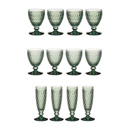 Villeroy & Boch Gl&auml;ser-Set VILLEROY & BOCH "Wasser-, Wein- und Sektgl&auml;ser Boston Coloured 12er Set", gr&uuml;n, B:2cm H:2cm, Glas, Trinkgef&auml;&szlig;e, Sp&uuml;lmaschinenfest