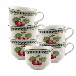 Villeroy & Boch Tasse VILLEROY & BOCH "Cappuccinotassen French Garden Fleurence 260 ml 6er Set bunt", bunt, B:10,2cm H:7,3cm, Porzellan, Trinkgef&auml;&szlig;e, Tasse, Sp&uuml;lmaschinenfest, Mikrowellensicher