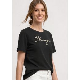 T-Shirt Street One, Damen, Gr. 34, schwarz, Web, 50% Baumwolle, 50% Modal, unifarben, normal normal, Rundhals, abgesteppt, Shirts T-Shirt, aus softem Materialmix