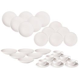 Villeroy & Boch Geschirr-Set VILLEROY & BOCH "Kombiservice NewMoon 30er Set wei&szlig;", wei&szlig;, 30, Porzellan, Geschirr-Sets, Geschirr-Set, Sp&uuml;lmaschinengeeignet, Mikrowellenfest