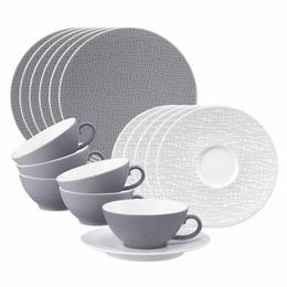 Geschirr-Set Seltmann Weiden "Teeservice Life Fashion 18er Set", grau (elegant grau), 18, Porzellan, Geschirr-Sets, Geschirr-Set, Sp&uuml;lmaschinenfest, Mikrowellensicher, Ofenfest