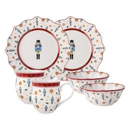 Villeroy & Boch Geschirr-Set VILLEROY & BOCH "Fr&uuml;hst&uuml;cks-Set Nussknacker Toy's Delight 6er Set bunt", bunt, 6, Porzellan, Geschirr-Sets, Geschirr-Set, Handw&auml;sche wird empfohlen