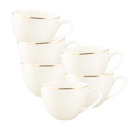 Tasse Seltmann Weiden "Milchkaffeetassen Savona Goldlinie 340 ml 6er Set creme", beige (creme), B:10cm H:7,2cm, Porzellan, Trinkgef&auml;&szlig;e, Tasse, Sp&uuml;lmaschinenfest, Mikrowellensicher, Ofenfest