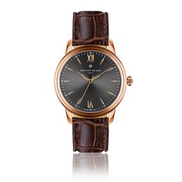 Quarzuhr PHILIPP BLANC "PA9-S080R", braun croco, Armbanduhren, Herren, Quarzuhr