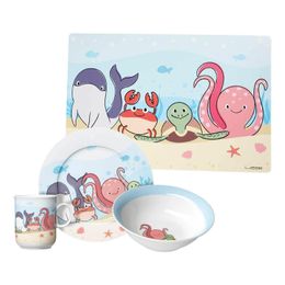 Ritzenhoff & Breker Kindergeschirr-Set RITZENHOFF & BREKER "Kindergeschirr mit Platzset Unterwasserwelt bunt", bunt, 4, Porzellan, Geschirr-Sets