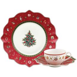 Villeroy & Boch Geschirr-Set VILLEROY & BOCH "Kaffeeservice Toy's Delight 18er Set rot", rot, 18, Porzellan, Geschirr-Sets, Geschirr-Set, Mikrowellengeeignet