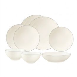 Geschirr-Set Seltmann Weiden "Einsteiger-Set Savona Grey Line 8er Set creme", beige (creme), 8, Porzellan, Geschirr-Sets, Geschirr-Set, Sp&uuml;lmaschinenfest, Mikrowellensicher, Ofenfest