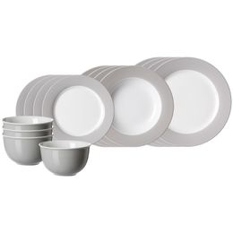 Ritzenhoff & Breker Geschirr-Set RITZENHOFF & BREKER "Einsteiger-Set Doppio 16er Set", grau, 16, Porzellan, Geschirr-Sets, Geschirr-Set, Sp&uuml;lmaschinenfest