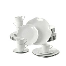 Villeroy & Boch Geschirr-Set VILLEROY & BOCH "Kombiservice Pura 30er Set wei&szlig;", wei&szlig;, 30, Porzellan, Geschirr-Sets, Geschirr-Set, Sp&uuml;lmaschinenfest, Mikrowellensicher