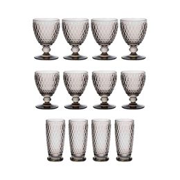 Villeroy & Boch Gl&auml;ser-Set VILLEROY & BOCH "Wein- & Longdrinkgl&auml;ser Boston Coloured 12er Set", smoke, B:2cm H:2cm, Glas, Trinkgef&auml;&szlig;e, Sp&uuml;lmaschinenfest