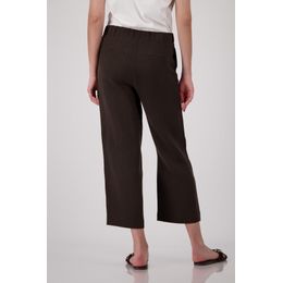 7/8-Hose monari "Hose Sarah Basic Leinen", Damen, Gr. 34, N-Gr, braun, Web, Obermaterial: 79% Lyocell, 21% Leinen, unifarben, regular fit 7/8-L&auml;nge, Hosen 7/8-Hose, Regular fit mit elastischem Bund