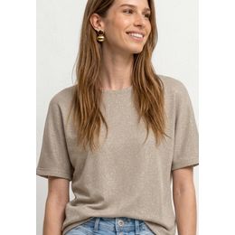 T-Shirt Street One, Damen, Gr. 34, clay sand, Stoff, 53% Polyester, 29% Viskose, 10% Metallfasern, 8% Polyamid, unifarben, comfort fit normal, Rundhals, normaler Saum, Shirts T-Shirt, mit Glitzer-Details