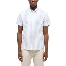 Kurzarmhemd Mustang "Herren Style Berkeley", Herren, Gr. L, US-Gr&ouml;&szlig;en, gr&uuml;n 12896, Web, 55% Leinen, 45% Baumwolle, gestreift, regular fit, Hemden