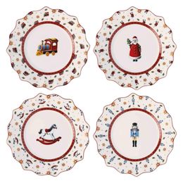 Villeroy & Boch Fr&uuml;hst&uuml;cksteller VILLEROY & BOCH "Jubil&auml;ums-Teller Toy's Delight &oslash; 24,4 cm 4er Set bunt", bunt, B:22,4cm H:3cm L:22,4cm T:22,4cm &Oslash;:24,4cm, Speiseteller, Handw&auml;sche wird empfohlen
