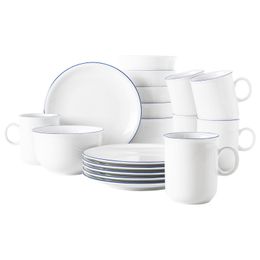 Geschirr-Set Seltmann Weiden "Fr&uuml;hst&uuml;cks-Set Compact Blaurand 18er Set wei&szlig;-blau", bunt (wei&szlig;, blau), 18, Porzellan, Geschirr-Sets, Geschirr-Set, Sp&uuml;lmaschinengeeignet, Mikrowellengeeignet, Ofenfest, Salamandergeeignet, K&uuml;hlschrankgeeignet, Gefrierschrankgeeignet