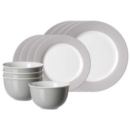 Ritzenhoff & Breker Geschirr-Set RITZENHOFF & BREKER "Basic-Set Doppio 12er Set", grau, 12, Porzellan, Geschirr-Sets, Geschirr-Set, Sp&uuml;lmaschinenfest