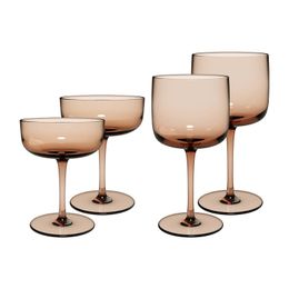Gl&auml;ser-Set "Wein- und Sektgl&auml;ser Like Glass 4er Set", clay, B:2cm H:2cm, Glas, LIKE. BY VILLEROY & BOCH, Trinkgef&auml;&szlig;e, Handw&auml;sche wird empfohlen
