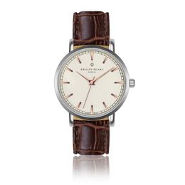 Quarzuhr PHILIPP BLANC "PA1-S080S", braun croco, Armbanduhren, Herren, Quarzuhr