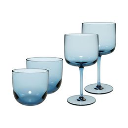 Gl&auml;ser-Set "Wein- und Wassergl&auml;ser Like Glass 4er Set", ice, B:2cm H:2cm, Glas, LIKE. BY VILLEROY & BOCH, Trinkgef&auml;&szlig;e, Handw&auml;sche wird empfohlen