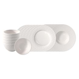 Villeroy & Boch Geschirr-Set VILLEROY & BOCH "Starter-Set Manufacture Ice 18er Set wei&szlig;", wei&szlig;, 18, Porzellan, Geschirr-Sets, Geschirr-Set, Sp&uuml;lmaschinenfest, Mikrowellensicher