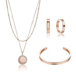 Schmuckset ISABELLA FORD "IS003R", rose gold, Schmuck_Sets, Damen, 46cm, 25x1,5mm pendant, Edelstahl, Schmuckset, 46 cm, 25x1,5 mm pendant