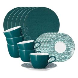 Geschirr-Set Seltmann Weiden "Kaffeeservice Life Fashion 18er Set", trendy petrol, 18, Porzellan, Geschirr-Sets, Geschirr-Set, Sp&uuml;lmaschinengeeignet, Mikrowellenfest, Ofenfest