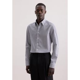 Businesshemd Seidensticker "Schwarze Rose", Herren, Gr. L (41), normale &Auml;rmell&auml;ngen, dunkelblau, 100% Baumwolle, kariert, tailored fit, 2-Knopf-Manschette, Hemden, Shaped 1/1 Covered-Button-Down-Kragen Karo