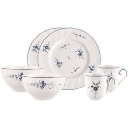 Villeroy & Boch Geschirr-Set VILLEROY & BOCH "Fr&uuml;hst&uuml;cks-Set Vieux Luxembourg 6er Set wei&szlig;-blau", bunt (wei&szlig;, blau), 6, Porzellan, Geschirr-Sets, Geschirr-Set, Sp&uuml;lmaschinengeeignet, Mikrowellengeeignet