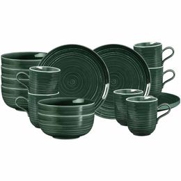 Geschirr-Set Seltmann Weiden "Fr&uuml;hst&uuml;cks-Set Terra 18er Set", gr&uuml;n (moosgr&uuml;n), 18, Porzellan, Geschirr-Sets, Geschirr-Set, Sp&uuml;lmaschinenfest, Mikrowellensicher, Ofenfest