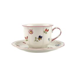 Villeroy & Boch Tasse VILLEROY & BOCH "Fr&uuml;hst&uuml;ckstasse mit Untertasse Petite Fleur 260 ml bunt", bunt, B:17cm H:9,3cm &Oslash;:17cm, Porzellan, Trinkgef&auml;&szlig;e, Tasse, Sp&uuml;lmaschinenfest, Mikrowellensicher