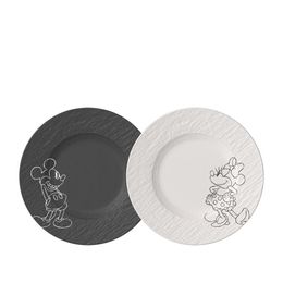 Villeroy & Boch Fr&uuml;hst&uuml;cksteller VILLEROY & BOCH "Fr&uuml;hst&uuml;cks- / Dessertteller Manufacture Rock - Mickey Mouse &oslash; 21,7 cm 2er Set schwarz-wei&szlig;", bunt (schwarz, wei&szlig;), B:21,7cm H:2,1cm L:21,7cm T:21,7cm &Oslash;:21,7cm, Speiseteller, Sp&uuml;lmaschinenfest, Mikrowellensicher
