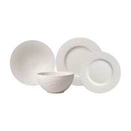 Villeroy & Boch Geschirr-Set VILLEROY & BOCH "Geschirr-Set Manufacture Rock wei&szlig;", wei&szlig;, 4, Porzellan, Geschirr-Sets, Geschirr-Set, Sp&uuml;lmaschinengeeignet, Mikrowellenfest