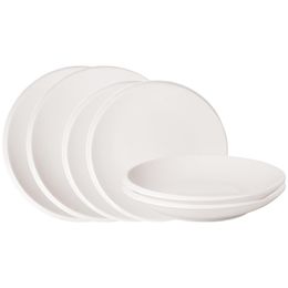 Villeroy & Boch Geschirr-Set VILLEROY & BOCH "Schalen- und Tellerset NewMoon 6er Set wei&szlig;", wei&szlig;, 6, Porzellan, Geschirr-Sets, Geschirr-Set, Sp&uuml;lmaschinengeeignet, Mikrowellenfest
