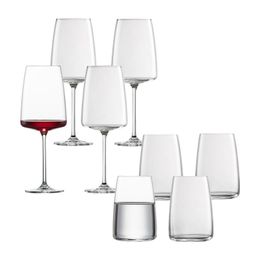 Gl&auml;ser-Set ZWIESEL GLAS "Wein- und Wassergl&auml;ser Vivid Senses 8er Set transparent", transparent, B:2cm H:2cm, Glas, Trinkgef&auml;&szlig;e, Sp&uuml;lmaschinengeeignet