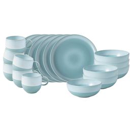Geschirr-Set "Fr&uuml;hst&uuml;cks-Set Perlemor Aqua 18er Set blau", blau, 18, Porzellan, LIKE. BY VILLEROY & BOCH, Geschirr-Sets, Geschirr-Set, Sp&uuml;lmaschinengeeignet, Mikrowellengeeignet