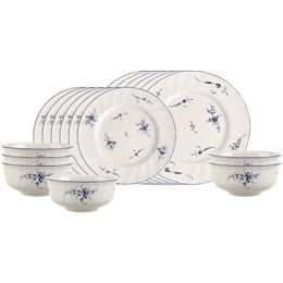 Villeroy & Boch Geschirr-Set VILLEROY & BOCH "Geschirr-Set Vieux Luxembourg 18er Set wei&szlig;-blau", wei&szlig;, blau, 18, Porzellan, Geschirr-Sets, Geschirr-Set, Sp&uuml;lmaschinengeeignet, Mikrowellengeeignet