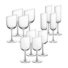 Villeroy & Boch Gl&auml;ser-Set VILLEROY & BOCH "Wein- und Sektgl&auml;ser NewMoon 12er Set transparent", transparent, B:2cm H:2cm, Glas, Trinkgef&auml;&szlig;e, Sp&uuml;lmaschinenfest