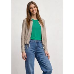 Cardigan Street One, Damen, Gr. 34, timeless beige, Stoff, 80% Polyester, 20% Viskose, unifarben, normal normal, hoch geschlossener Ausschnitt, abgesteppt, Strickjacken, in Unifarbe