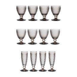 Villeroy & Boch Gl&auml;ser-Set VILLEROY & BOCH "Wasser-, Wein- und Sektgl&auml;ser Boston Coloured 12er Set", smoke, B:2cm H:2cm, Glas, Trinkgef&auml;&szlig;e, Sp&uuml;lmaschinenfest