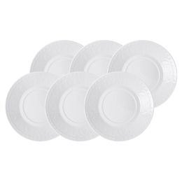 Villeroy & Boch Untertasse VILLEROY & BOCH "Fr&uuml;hst&uuml;cks- / Suppenuntertasse Cellini &oslash; 18 cm 6er Set wei&szlig;", wei&szlig;, B:2cm H:2cm L:2cm T:2cm &Oslash;:18cm, Speiseteller, Sp&uuml;lmaschinengeeignet, Mikrowellenfest