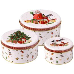 Villeroy & Boch Vorratsdose VILLEROY & BOCH "Keksdosen-Set Winter Collage 3er Set bunt", bunt, B:2cm H:2cm L:2cm, Porzellan, Lebensmittelaufbewahrungsbeh&auml;lter, Vorratsdose, handw&auml;sche empfohlen