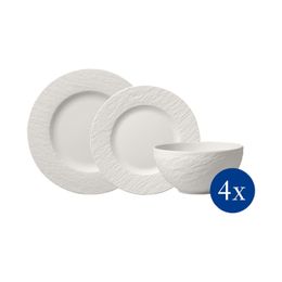 Villeroy & Boch Geschirr-Set VILLEROY & BOCH "Teller-Set Manufacture Rock wei&szlig;", wei&szlig;, 12, Porzellan, Geschirr-Sets, Geschirr-Set, Sp&uuml;lmaschinengeeignet, Mikrowellenfest