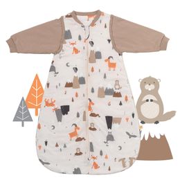 Babyschlafsack SCHLUMMERSACK "Schlafsack ohne F&uuml;&szlig;en 1.0 Tog", Baby, Gr. L: 90cm, beige (bergtiere), Obermaterial: 100% Baumwolle CO., Schlafs&auml;cke