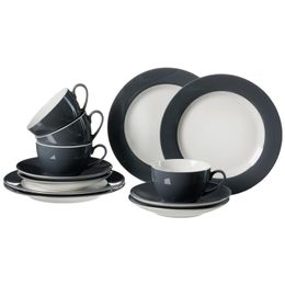 Ritzenhoff & Breker Geschirr-Set RITZENHOFF & BREKER "Kaffeeservice Doppio 12er Set", anthrazit, 12, Porzellan, Geschirr-Sets, Geschirr-Set, Sp&uuml;lmaschinengeeignet, Sp&uuml;lmaschinenfest
