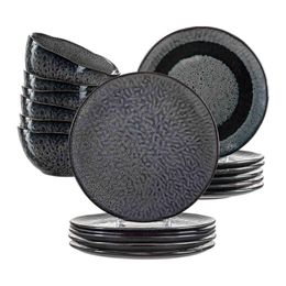 Geschirr-Set Leonardo "Tafelservice Matera 18er Set", grau (anthrazit), 18, Keramik, Geschirr-Sets, Geschirr-Set, Ideal f&uuml;r den Alltag, sp&uuml;lmaschinengeeignet, mikrowellengeeignet