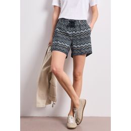 Shorts Street One "Style Emee", Damen, Gr. 34, N-Gr, frozen wave, Web, Obermaterial: 88% Viskose, 12% Polyamid. Futter: 100% Viskose, gemustert, loose fit kurz, Hosen Shorts, Sommershorts mit Zick-Zack-Muster