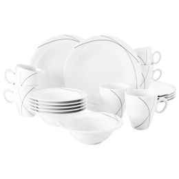 Geschirr-Set Seltmann Weiden "Fr&uuml;hst&uuml;ck-Set Trio Highline 18er Set schwarz-wei&szlig;", bunt (schwarz, wei&szlig;), 18, Porzellan, Geschirr-Sets, Geschirr-Set, Sp&uuml;lmaschinenfest, Mikrowellensicher, Ofenfest