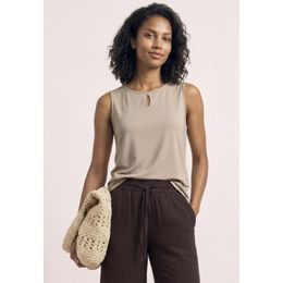 Shirttop Street One, Damen, Gr. 36, clay sand, Jersey, Obermaterial: 50% Baumwolle, 50% Modal. Futter: 100% Baumwolle, unifarben, tailliert h&uuml;ftbedeckend, Rundhals, Tops Shirttop, und Cut-Out-Detail